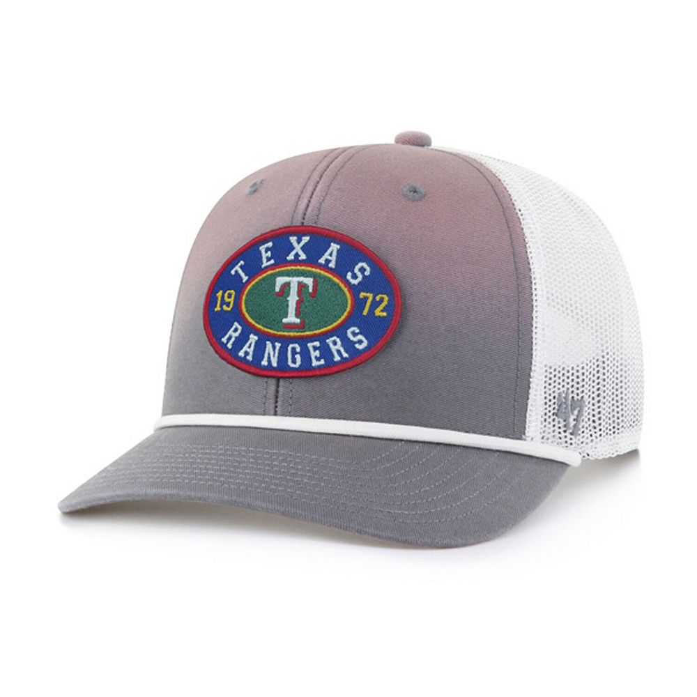 Men's '47 Gray/White Texas Rangers Tide Sweep Rope Trucker Adjustable Hat