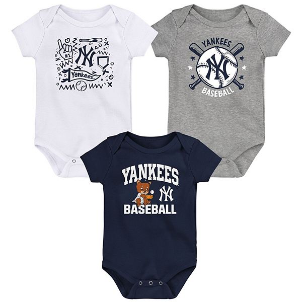 Infant Navy New York Yankees Batter Up 3-Pack Bodysuit Set