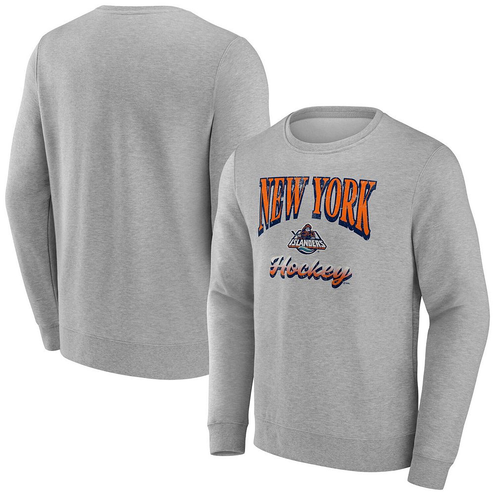 Men's Fanatics Gray New York Islanders Light the Candle Fleece Pullover ...