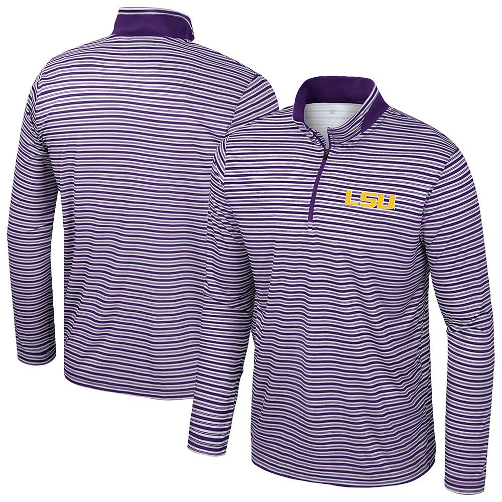Men's Colosseum Purple LSU Tigers Striped Quarter-Zip Top