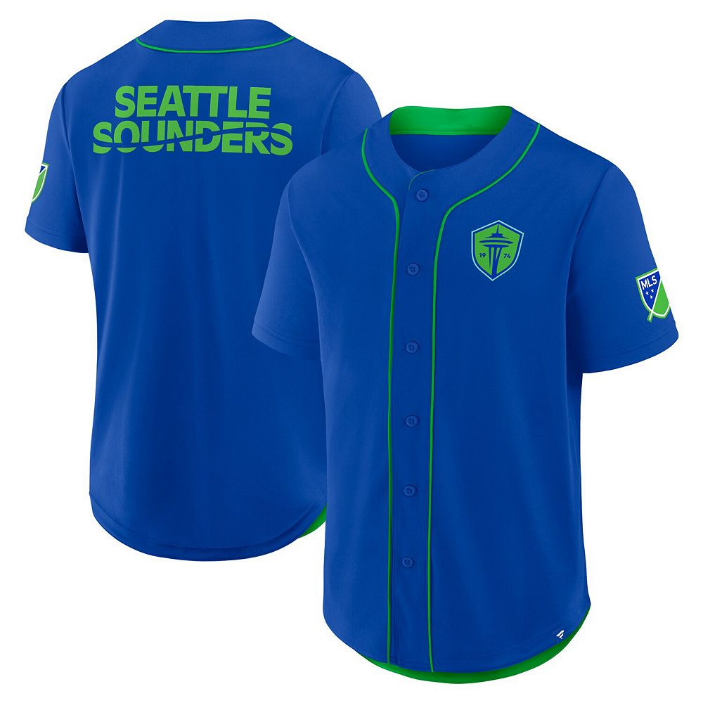 Men's Fanatics Blue Seattle Sounders FC Injury Time Baseball Jersey
