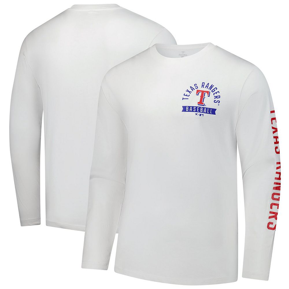 Men's Fanatics White Texas Rangers Press Box Long Sleeve T-Shirt