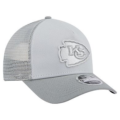 Men's New Era Gray Kansas City Chiefs Domain 9FORTY A-Frame Trucker ...