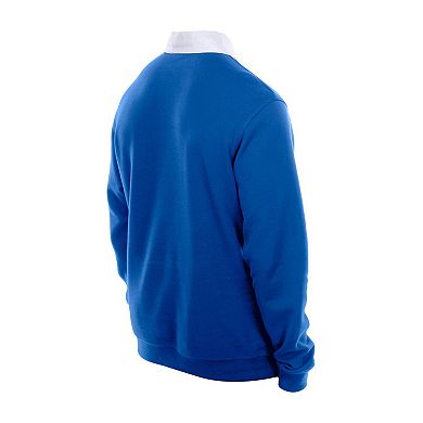 Men's New Era Royal Chicago Cubs Throwback Prep Colorblock Rugby Polo