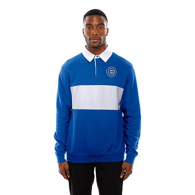 Men's New Era Royal Chicago Cubs Throwback Prep Colorblock Rugby Polo