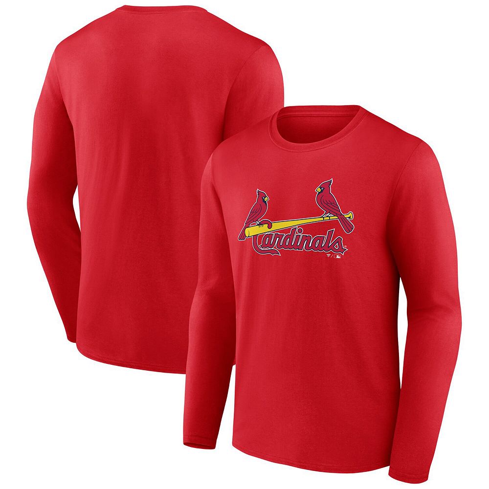 Men's Fanatics Red St. Louis Cardinals Official Wordmark Long Sleeve T ...
