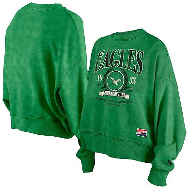 Women's New Era Kelly Green Philadelphia Eagles Throwback Boxy Sweatshirt