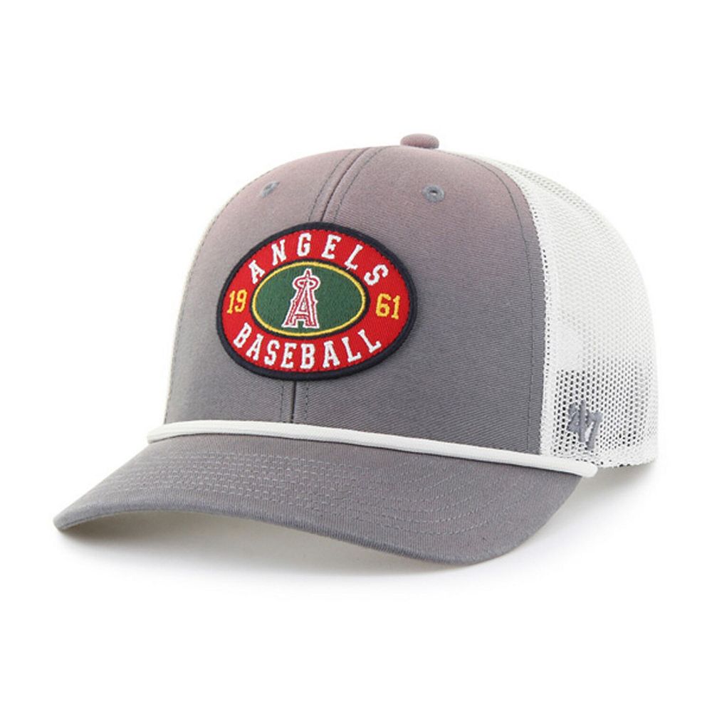 Men's '47 Gray/White Los Angeles Angels Tide Sweep Rope Trucker ...