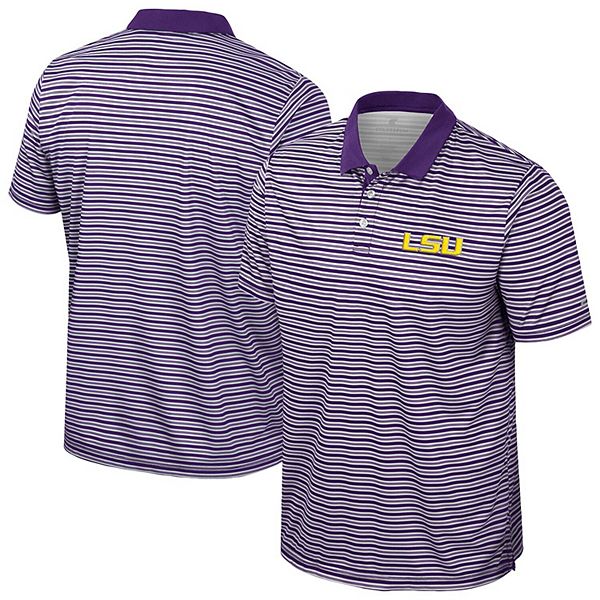 Men's Colosseum Purple LSU Tigers Striped Polo