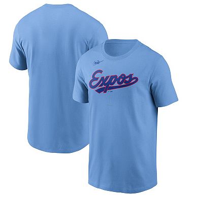 Men's Nike Powder Blue Montreal Expos Cooperstown Wordmark T-Shirt
