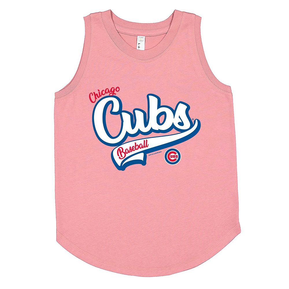 Girls Youth Soft as a Grape Pink Chicago Cubs Tank Top