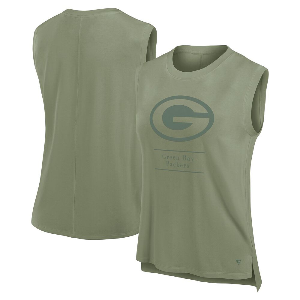 Women's Fanatics Olive Green Bay Packers Studio Embrace Tank Top