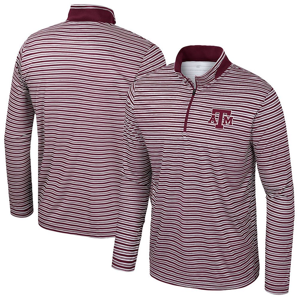 Men's Colosseum Maroon Texas A&M Aggies Striped Quarter-Zip Top