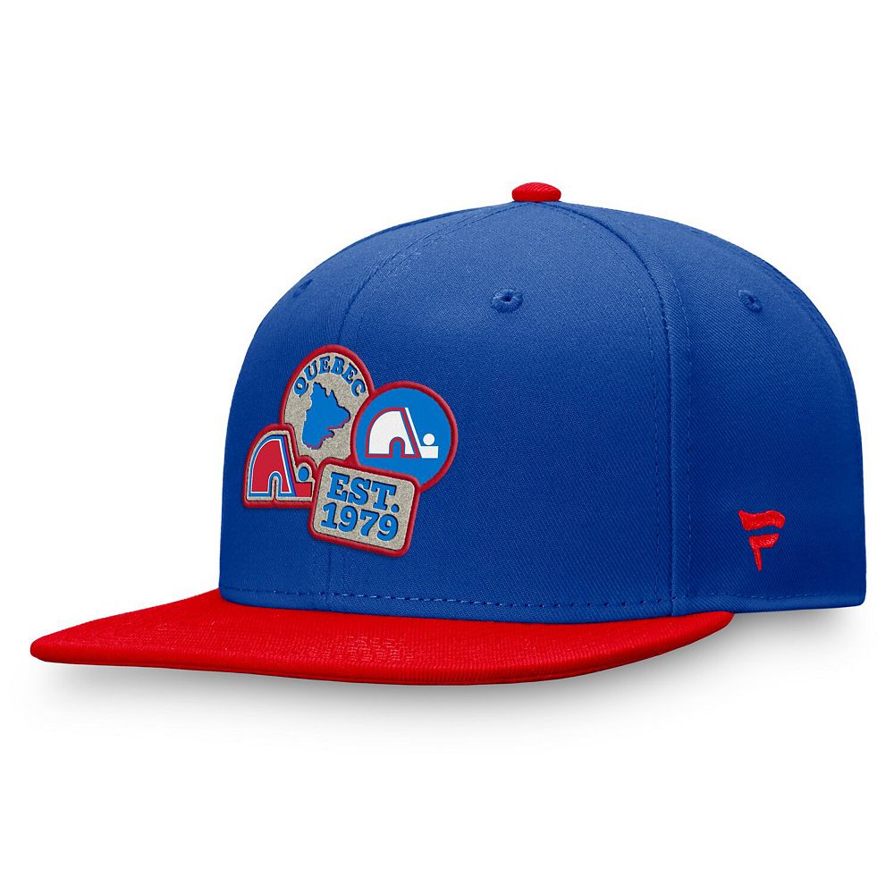 Men's Fanatics Blue/Red Quebec Nordiques Heritage Patches Fitted Hat
