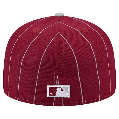 Men's New Era Dark Red Philadelphia Phillies Pinstripe 59FIFTY Fitted Hat