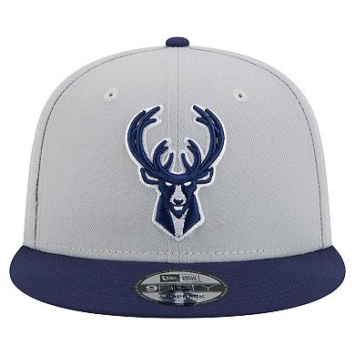Men's New Era Gray/Navy Milwaukee Bucks Color Pack 2-Tone 9FIFTY ...