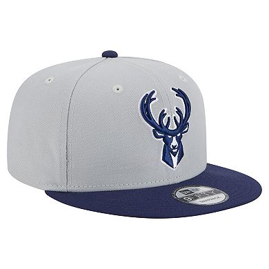 Men's New Era Gray/Navy Milwaukee Bucks Color Pack 2-Tone 9FIFTY ...