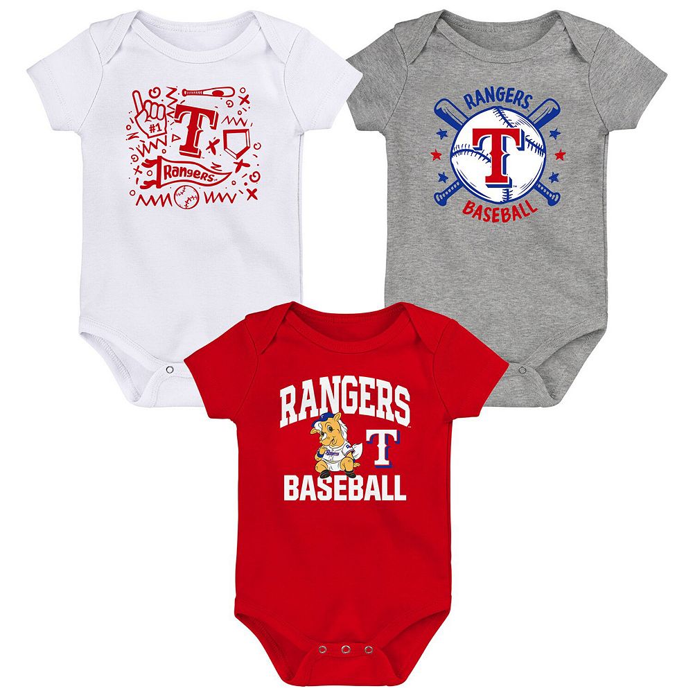 Newborn Texas Rangers Batter Up Three-Pack Bodysuit Set