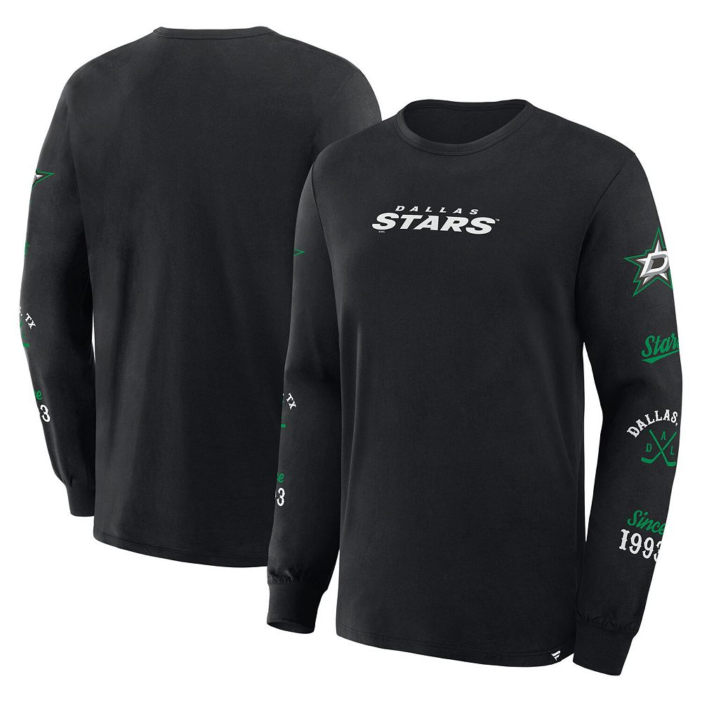 Men's Fanatics Black Dallas Stars Boxed In Legacy Long Sleeve T-Shirt