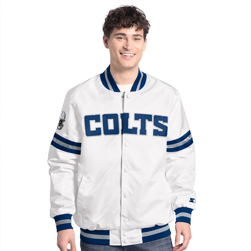 Men's Starter White Indianapolis Colts Scout Full-Snap Varsity Jacket