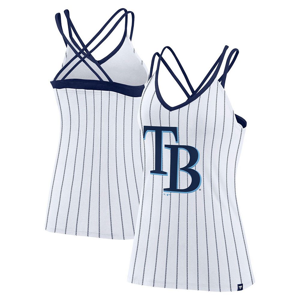 Women's Fanatics White Tampa Bay Rays Primary Logo Strappy V-Neck Tank Top