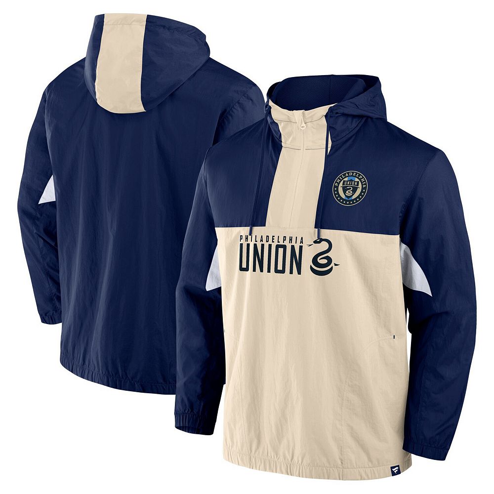 Men's Fanatics Navy Philadelphia Union Free Kick Woven Quarter-Zip ...