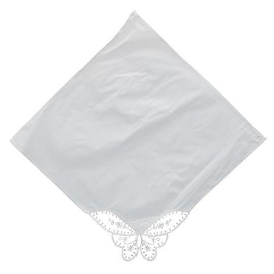 CTM Women's Butterfly Corner Lace Handkerchief