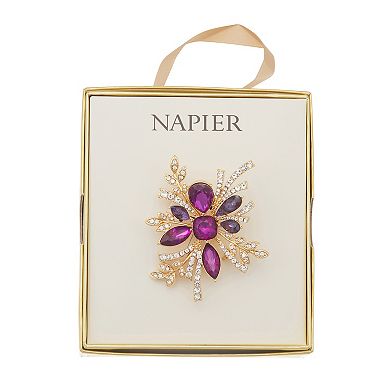 Napier Gold Tone Box Elevated Stones Pin