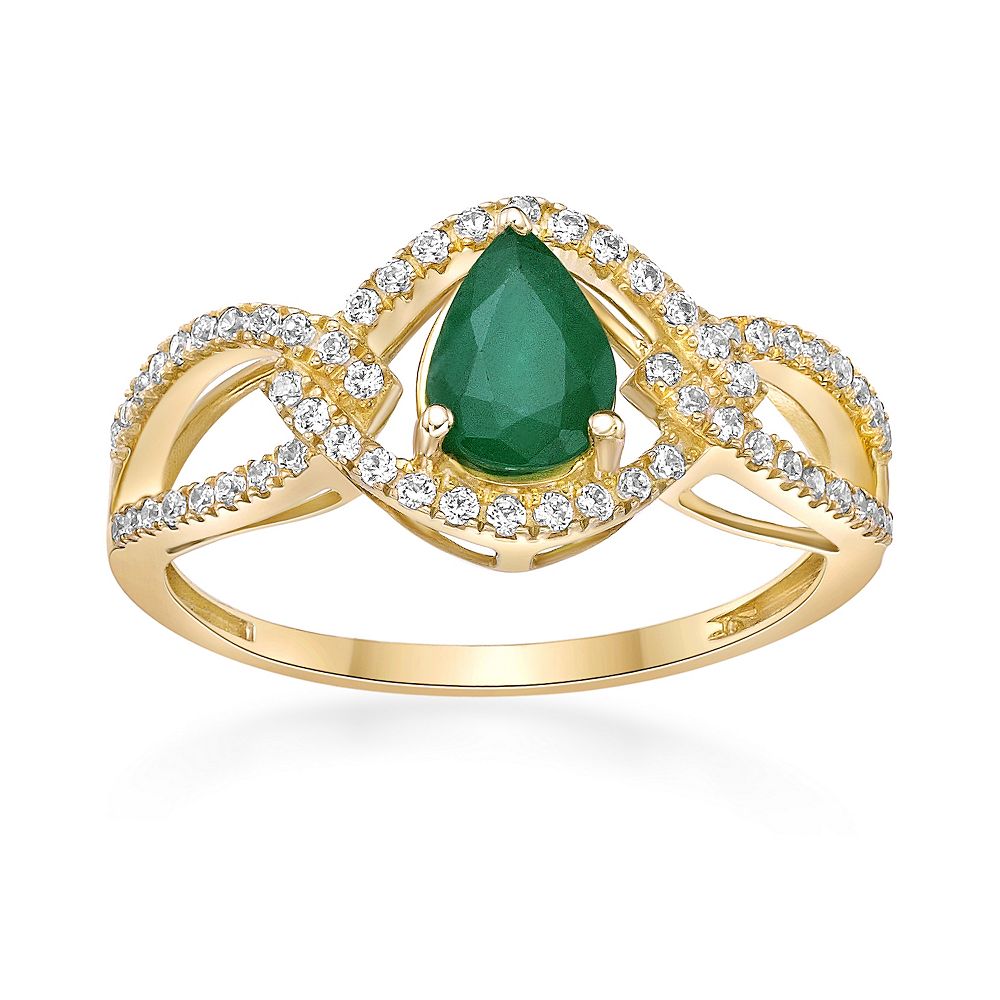 Gemminded 10k Gold Emerald & 1/4 Carat T.W. Diamond Ring