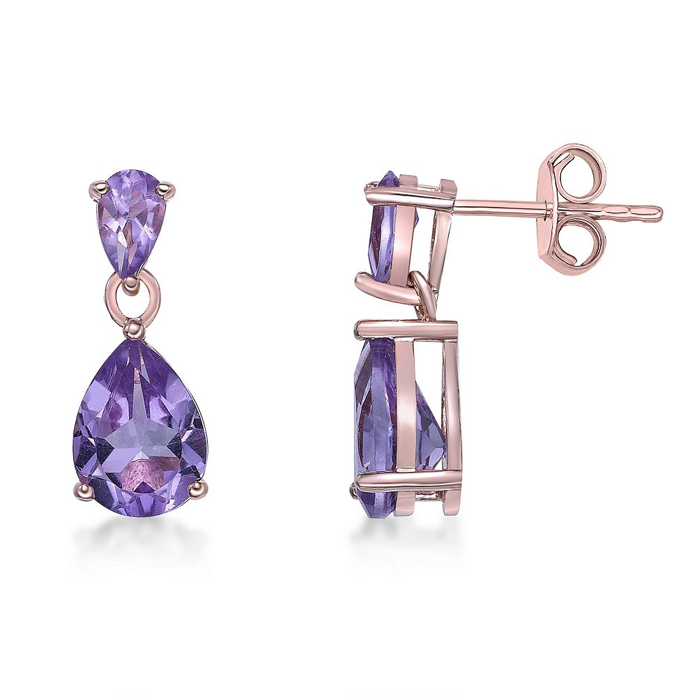 Gemminded Sterling Silver Amethyst Pear Drop Earrings