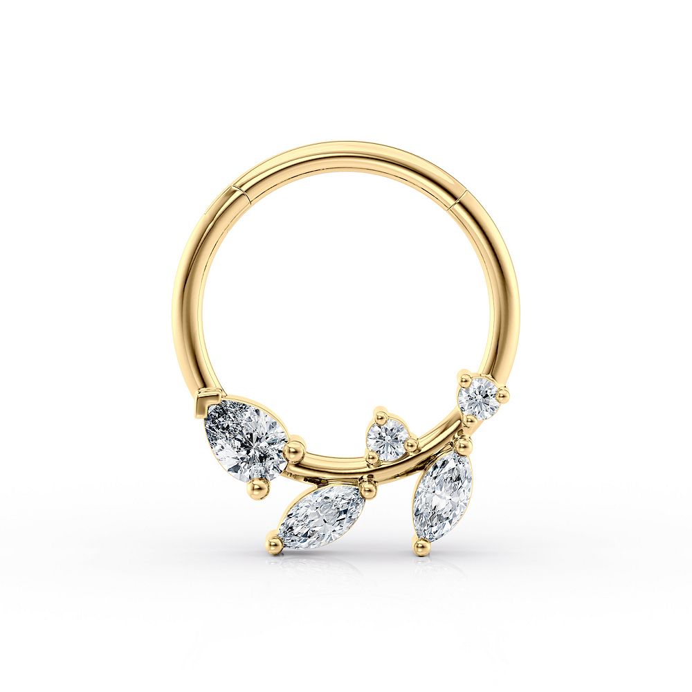 Lila Moon 10k Gold Cubic Zirconia Leaf Clicker Hoop