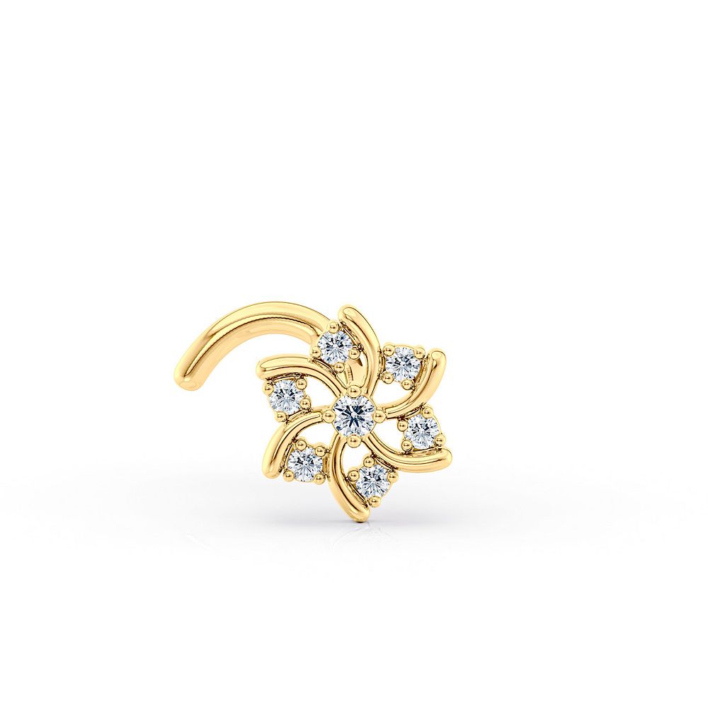 Lila Moon 14k Gold Cubic Zirconia Flower Curved Nose Ring