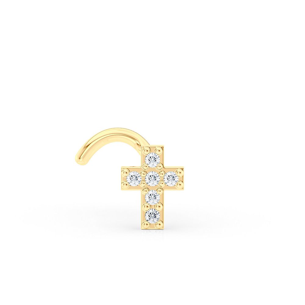 Lila Moon 14k Gold Cubic Zirconia Cross Curved Nose Ring