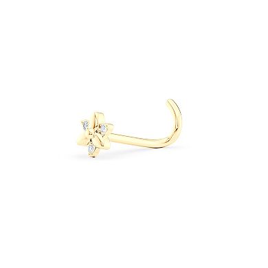 Lila Moon 14k Gold Cubic Zirconia Alternating Flower Curved Nose Ring