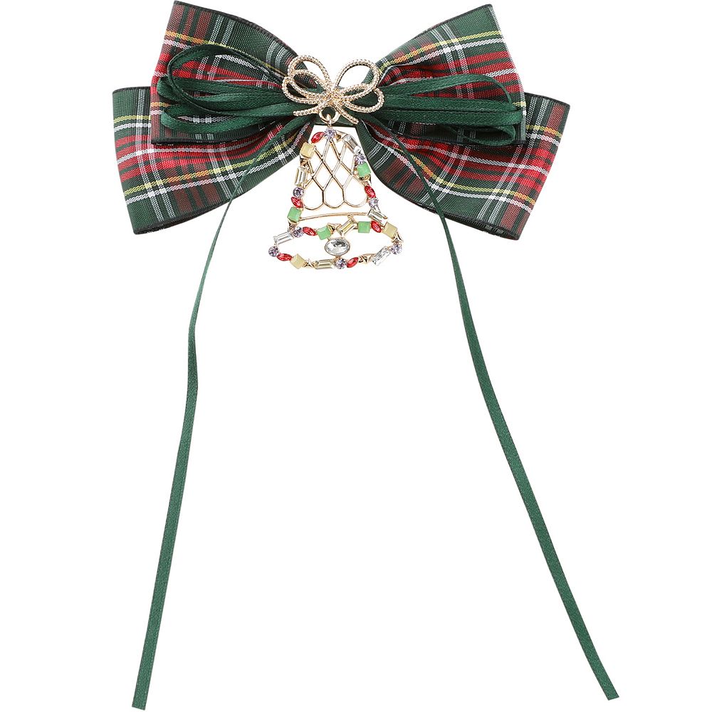 Women's Retro Tartan Plaid Bow Brooch Pins Bow Tie Christmas Bell ...
