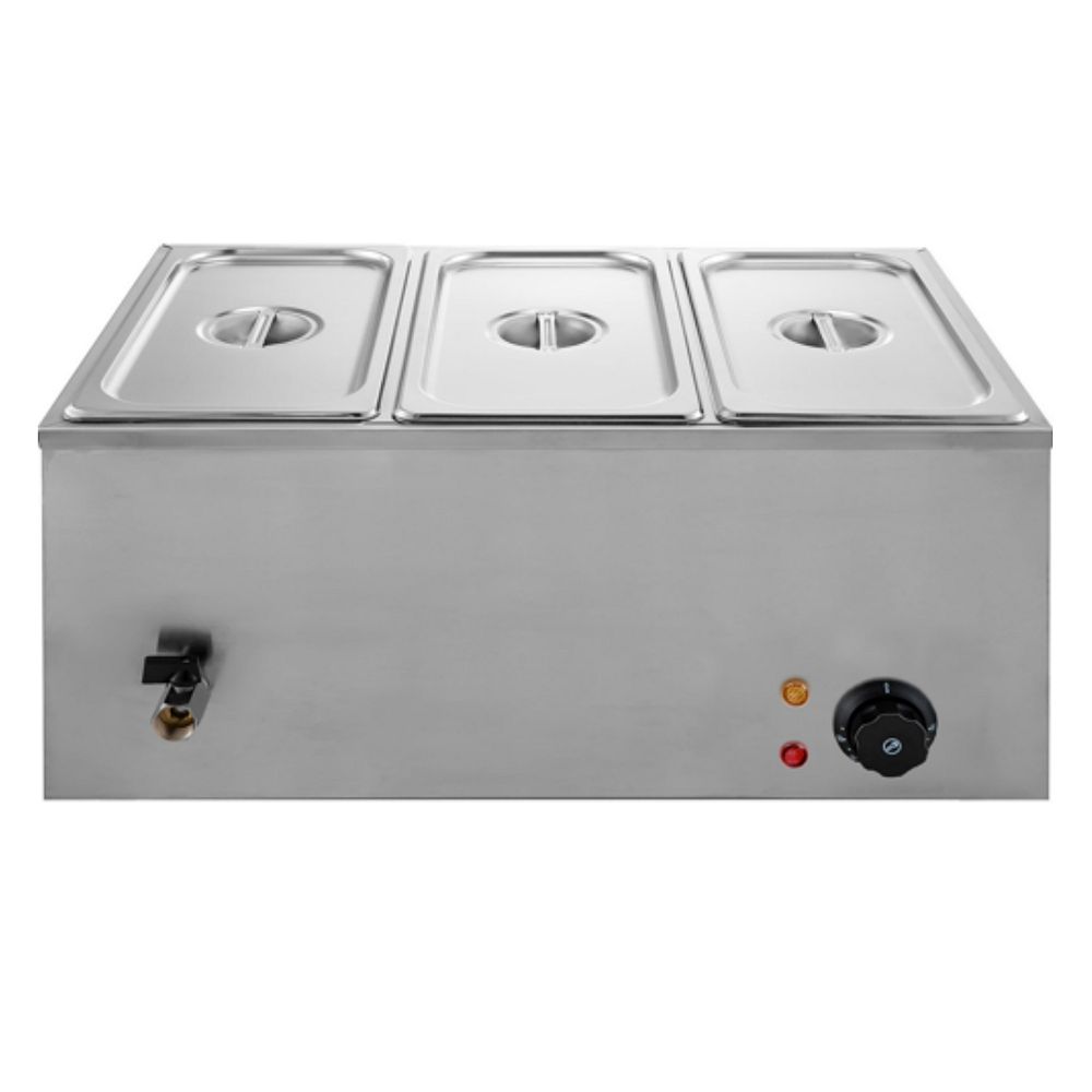 3 Pan 21 QT Steam Table Stainless Steel Bain Marie Countertop Soup Station