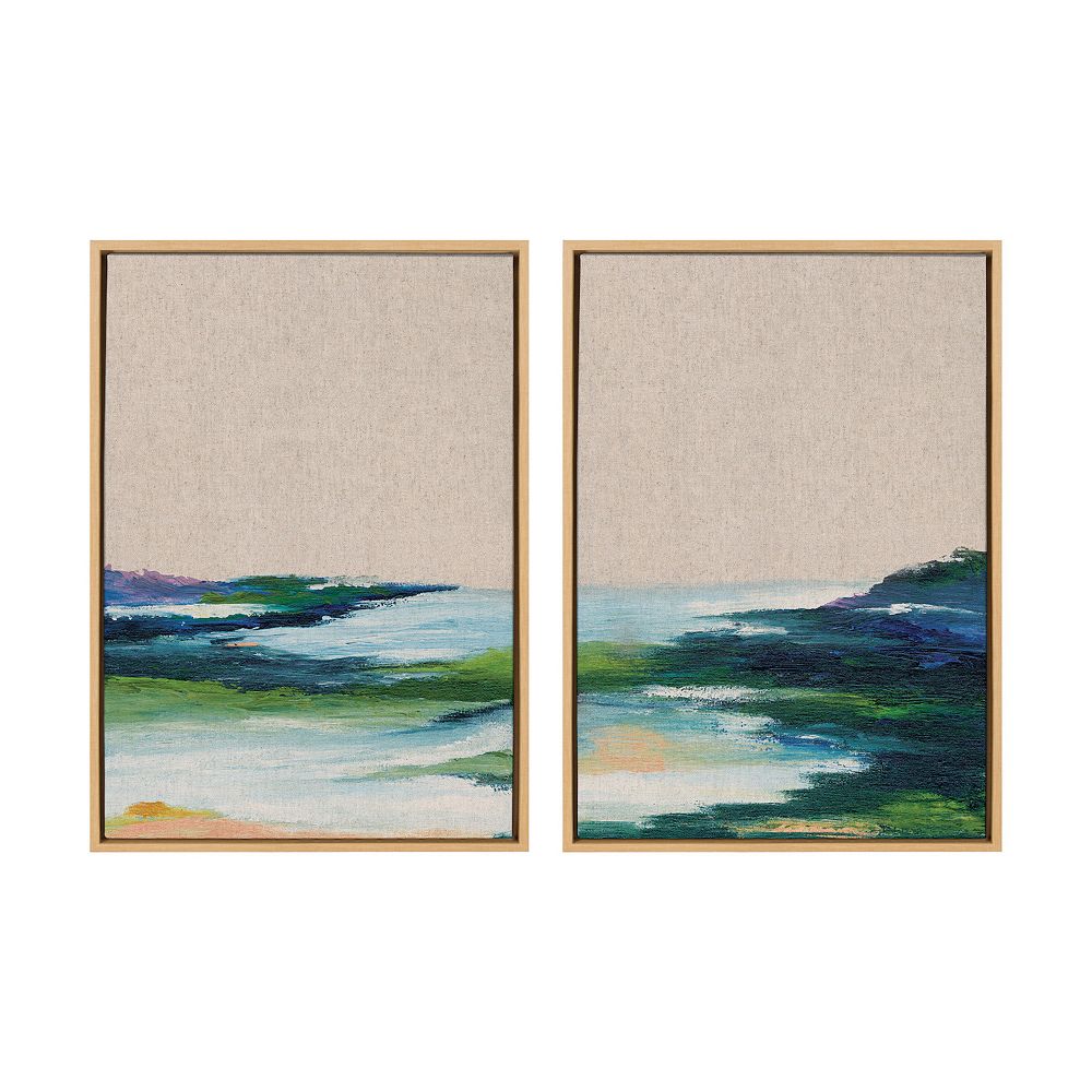 Sylvie Lake Huron I and II Neutral Linen Framed Canvas Art Set by ...