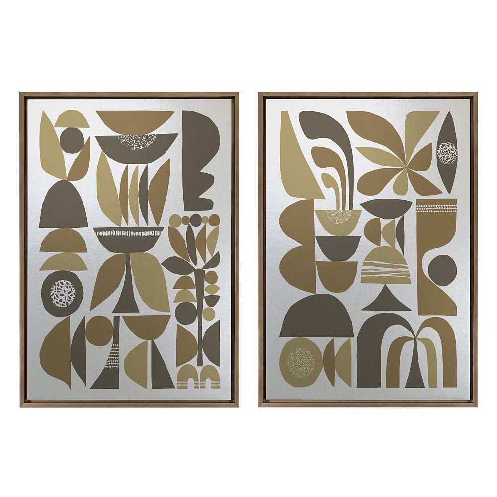 Sylvie MCM Floral 2 and MCM Plant 2 Framed Canvas by Rachel Lee
