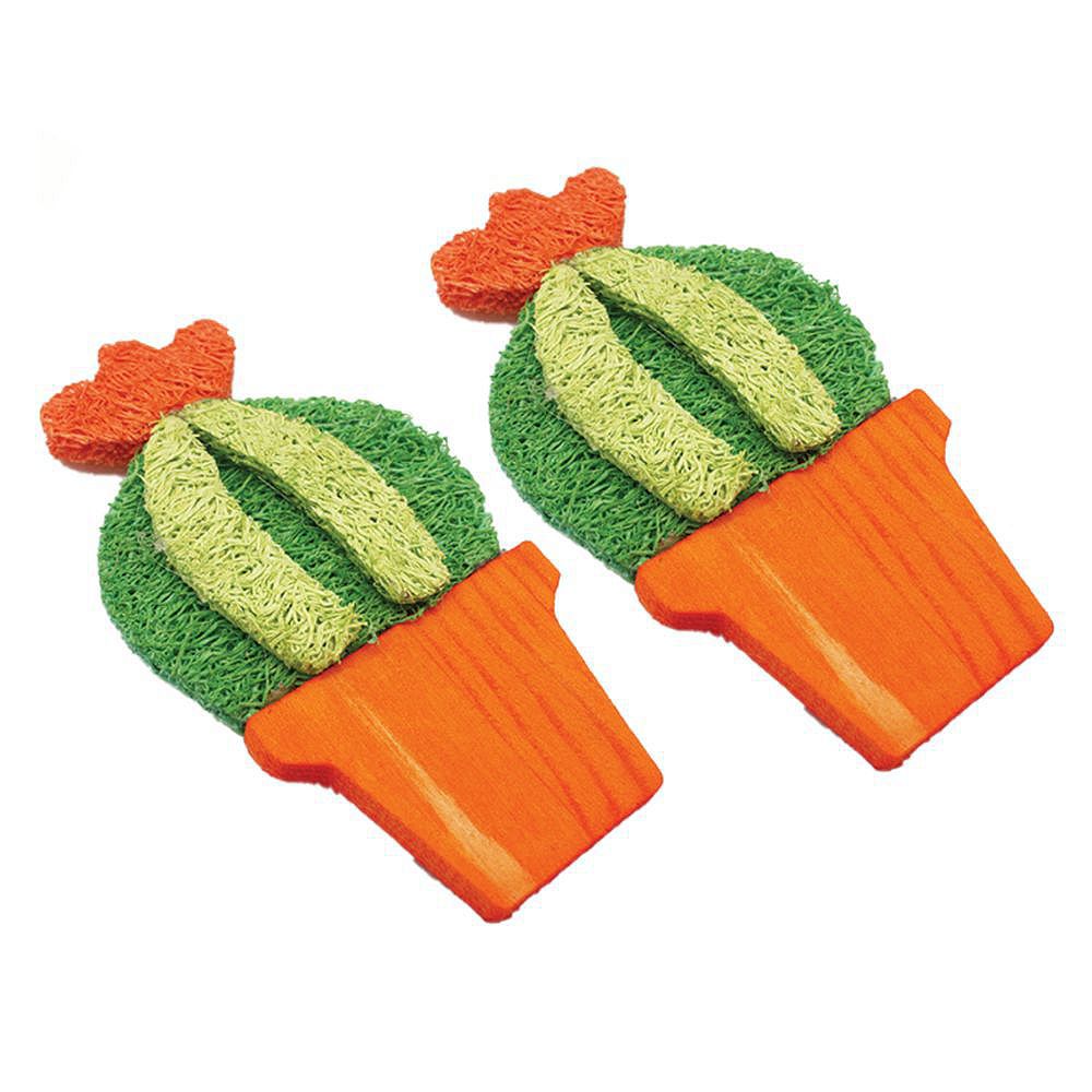 AE Cage Company Nibbles Barrel Cactus Loofah Chew Toy with Wood - 2 count