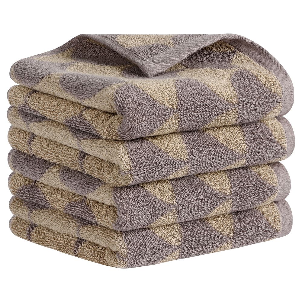 Cotton Hand Towels, Geometric Absorbent Soft Decorative Hand Towel 4 Pack