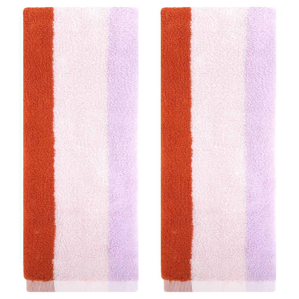 Striped Hand Towels Set, Absorbent Soft Towel for Kitchen Spa Workout 2 ...