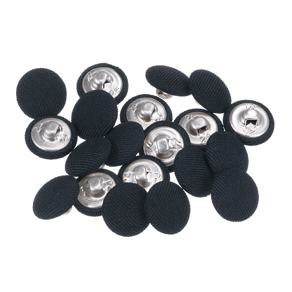 20pcs 24L Fabric Cloth Covered Button 15mm Metal Shank Round Sewing Buttons
