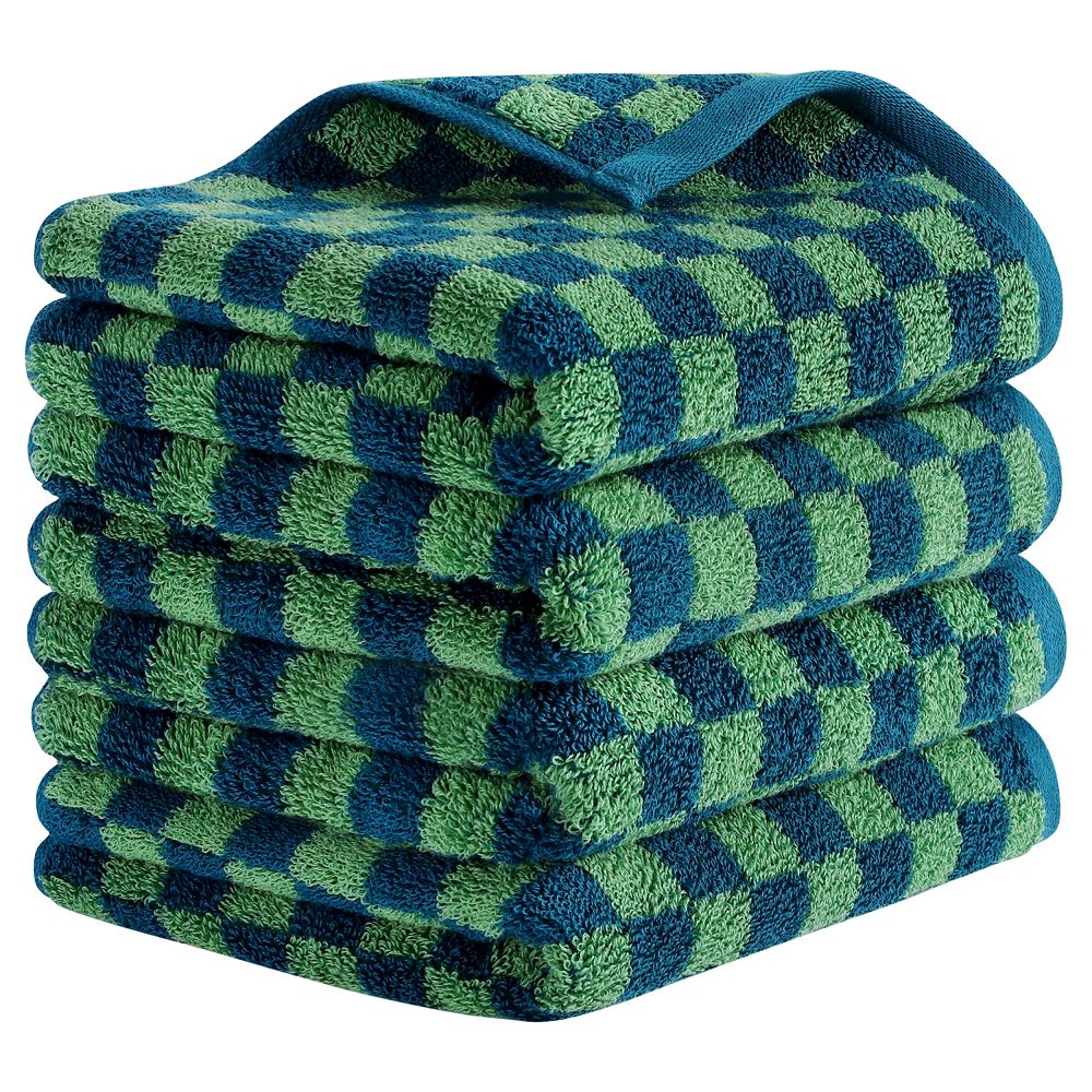 Checkered Cotton Hand Towels for Bathroom, Geometry Pattern Hand Towel ...
