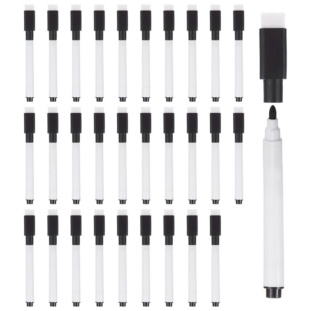 Dry Erase Marker Pens, 30 Pack Black Ink Fine Point Low Odor Whiteboard ...