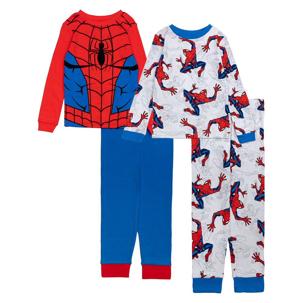 Boys 6-12 Marvel Spider-Man "Spidey Shadow" 4-Piece Pajama Top & Pajama ...