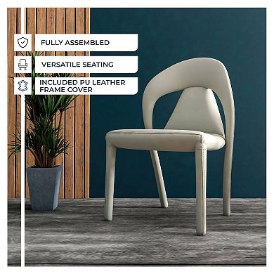 Leather Dining Chairs with Metal Legs Open-Back Design Solace Series ...