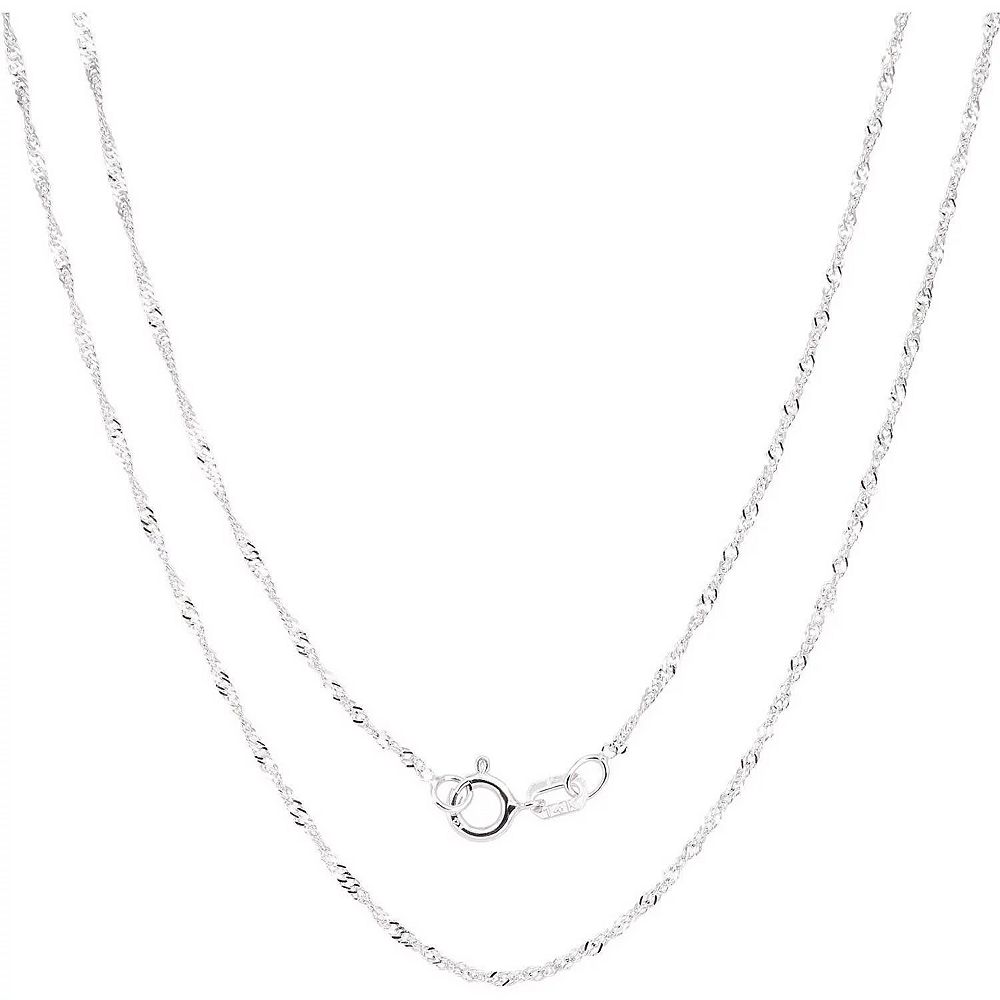 Theia Sky 925 Sterling Silver 1 mm Singapore Chain Necklace