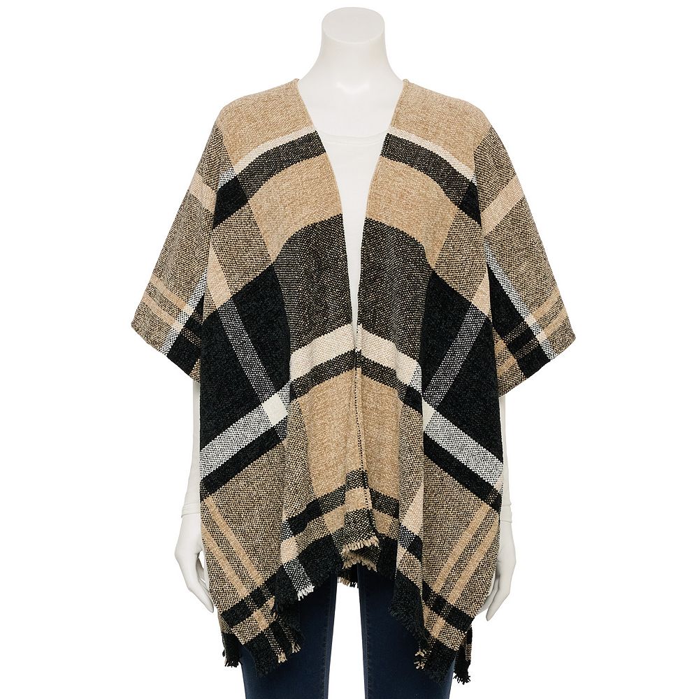 Women's Nine West Rustic Plaid Chenille Topper