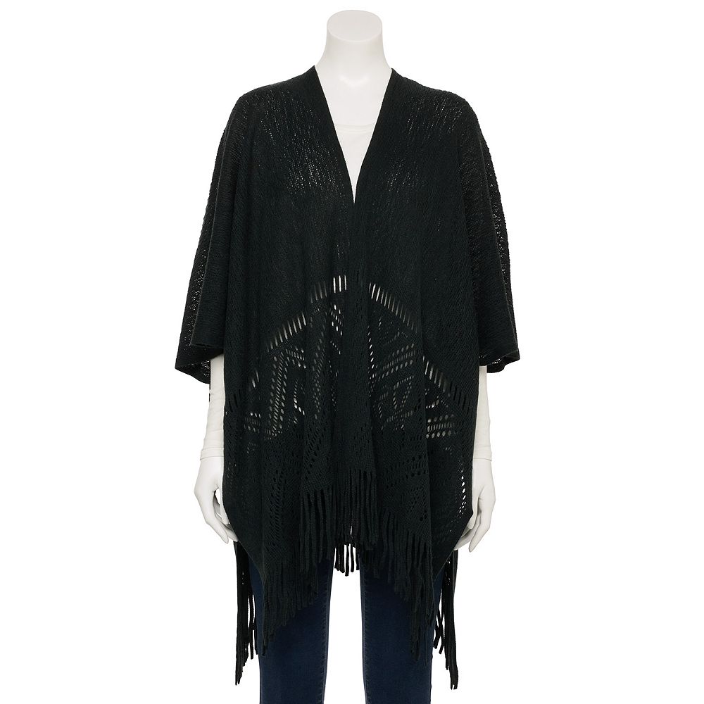 Women's Nine West Fair Isle Border Raschel Knit Sweater Ruana