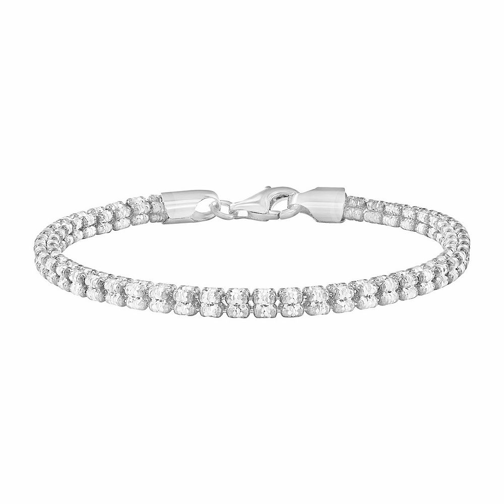 NYC Sterling Sterling Silver 4 mm High Polish Plated Ice Chain Bracelet